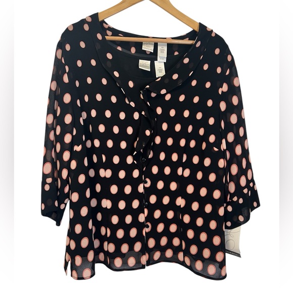 Emma James | Tops | Emma James Black Pink Polka Dot Blouse Cami | Poshmark